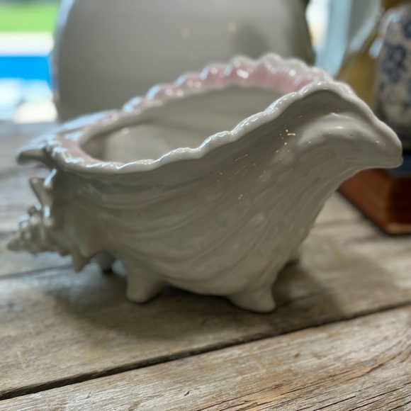 Vintage | Accents | Vintage Conch Shell Planterivory Wpink Center 15l X ...